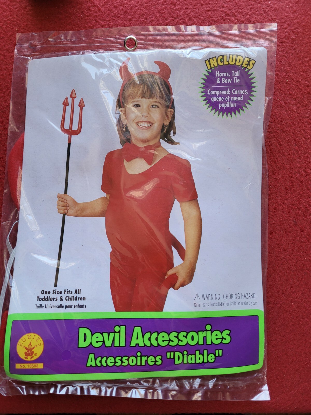 Child or Toddler Devil Accessory Kit Horns Tail and Bow Tie Dress up ...