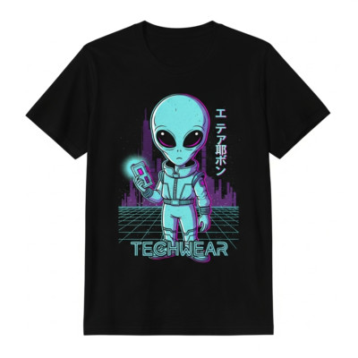 Cyberpunk Alien Shirt – Japanese Streetwear Sci-Fi Art Graphic Tee ...