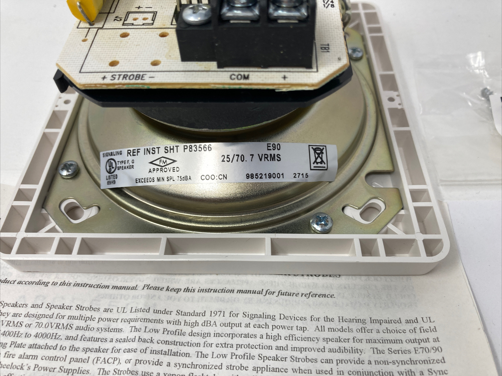 Cooper Wheelock Ceiling Speaker E90-W for 25/70.7v Paging System | eBay