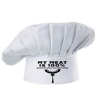 Funny Adjustable Chef Hat Baker Kitchen Grill BBQ White My Meat is 100% ...