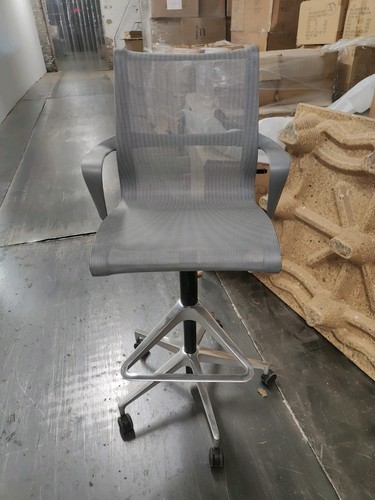 Herman Miller Setu Stool - Grey Mesh/ Graphite Frame Silver- Alloy Base ...