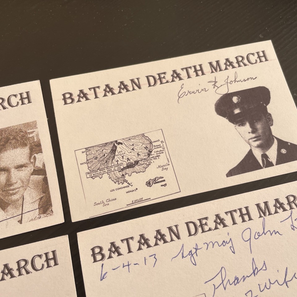ORIGINAL SIGNED Bataan Dearh March Index Card Survivor Lot War WW2 ...