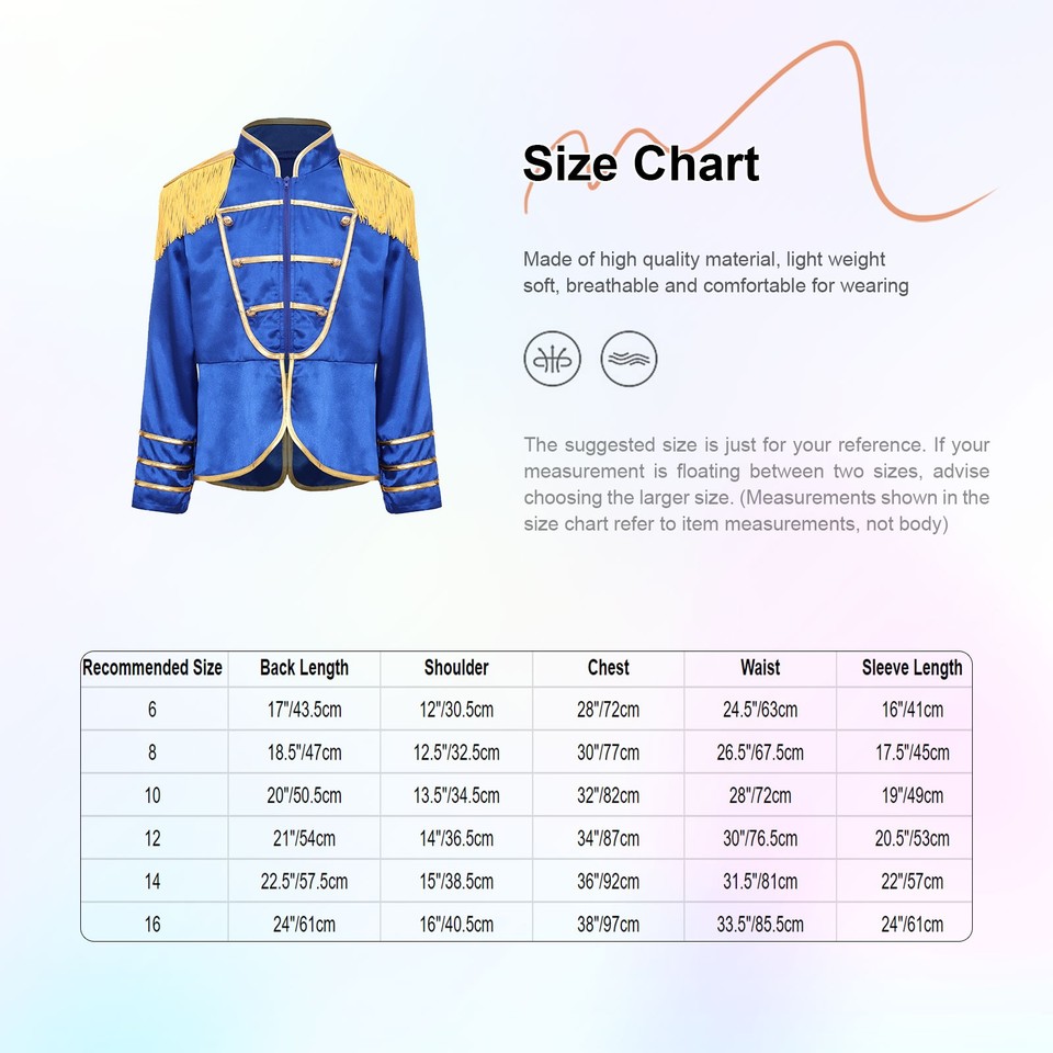 Unisex Kids Coat Party Jacket Tassel Epaulets Costume Soldier Outfits ...