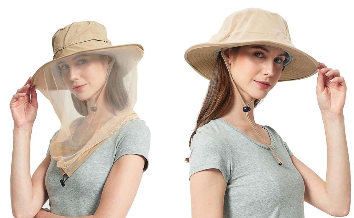 Head Net Hat - Safari Hat Sun Hat Bucket Hat Fishing Hat with Netting ...