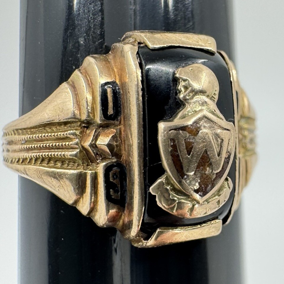 Vintage 10k Yellow Gold Onyx Jostens 1940 Weber High School Class Ring ...