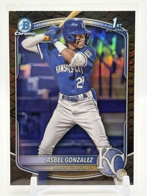 2025 Bowman Chrome ASBEL GONZALEZ 1st RC Prospects Reptilian Refractor ...