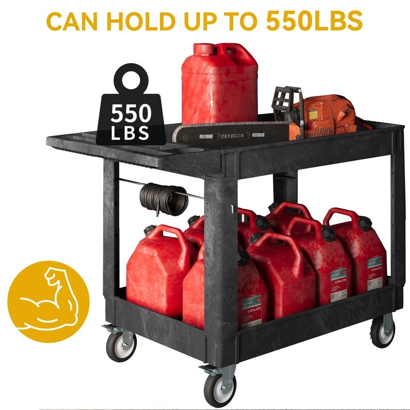 Heavy Duty Utility Cart 550lb Capacity Rolling Storage Cart Indoor ...