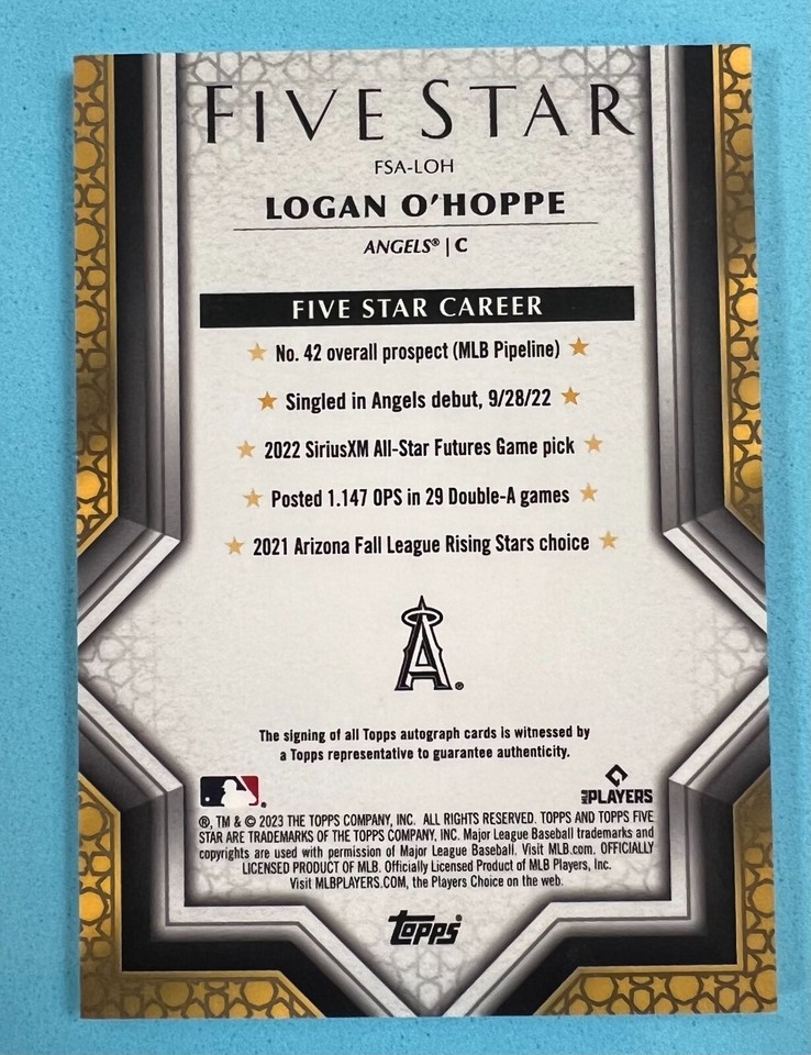 2023 Topps Five Star Logan O'Hoppe Rookie On Card Auto FSA-LOH LA ...