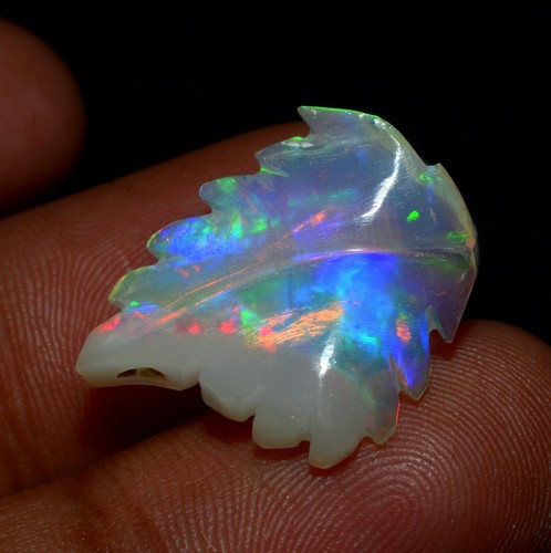 AAA Opal Carved Leaf Shape 17.5x12.5x9 MM Ethiopian Colorful Opal ...