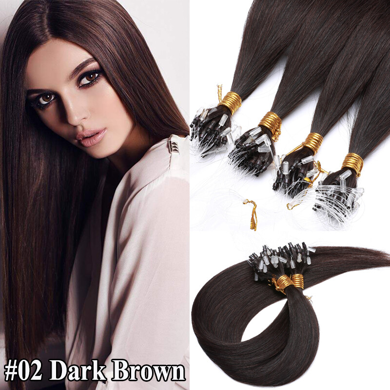 100-300S Thick Micro Loop Ring Remy Human Hair Extensions Nano Beads ...
