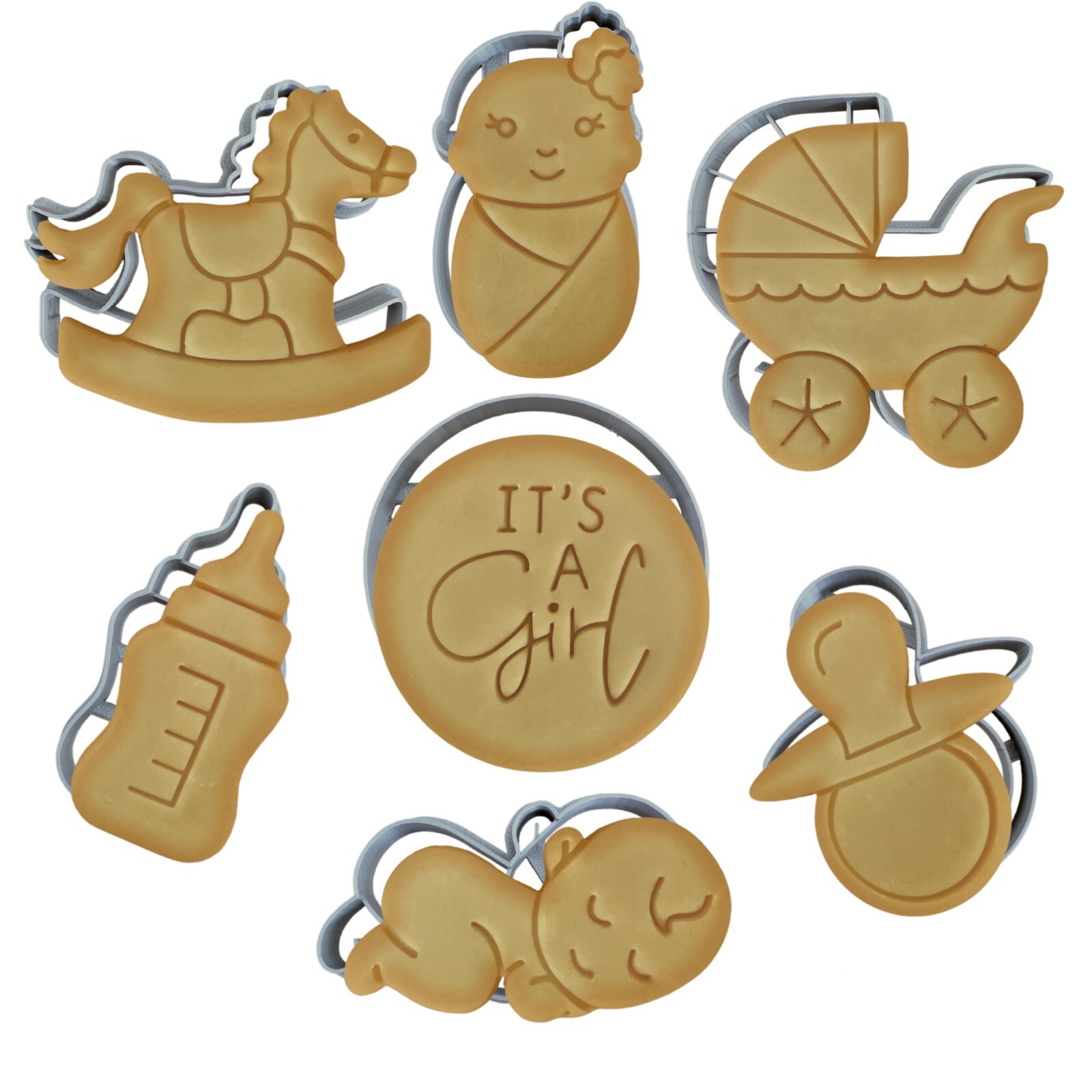IT'S A GIRL Cookie Cutter Set of 7: Baby sleeping|Stroller|Pacifier ...