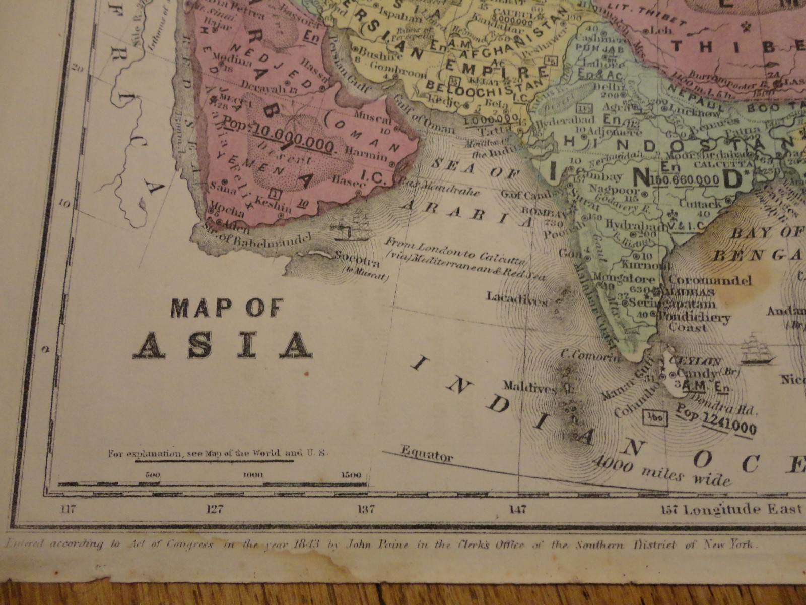 Nice hand colored map of Asia. Circa 1848 by Roswell C. Smith, A.M. | eBay