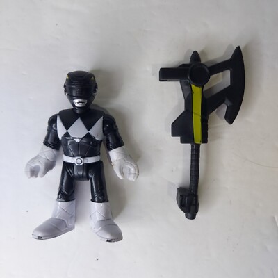 Mighty Morphin Power Rangers MMPR 3" Black Ranger Action Figure w/ Axe ...