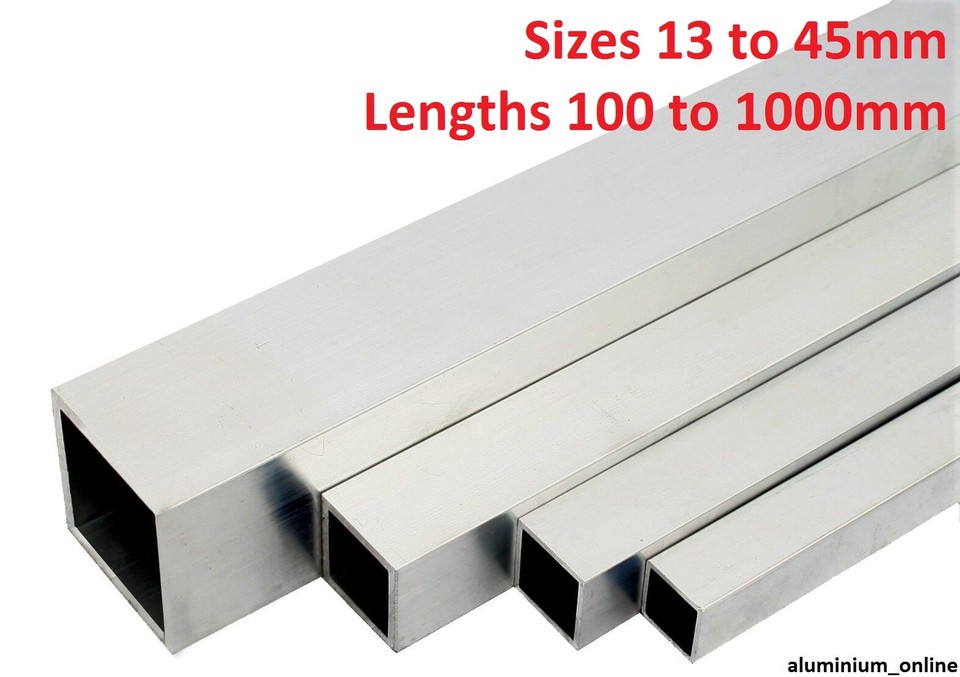 ALUMINIUM SQUARE BOX SECTION TUBE 13mm, 16mm, 19mm, 25mm, 29mm, 32mm ...