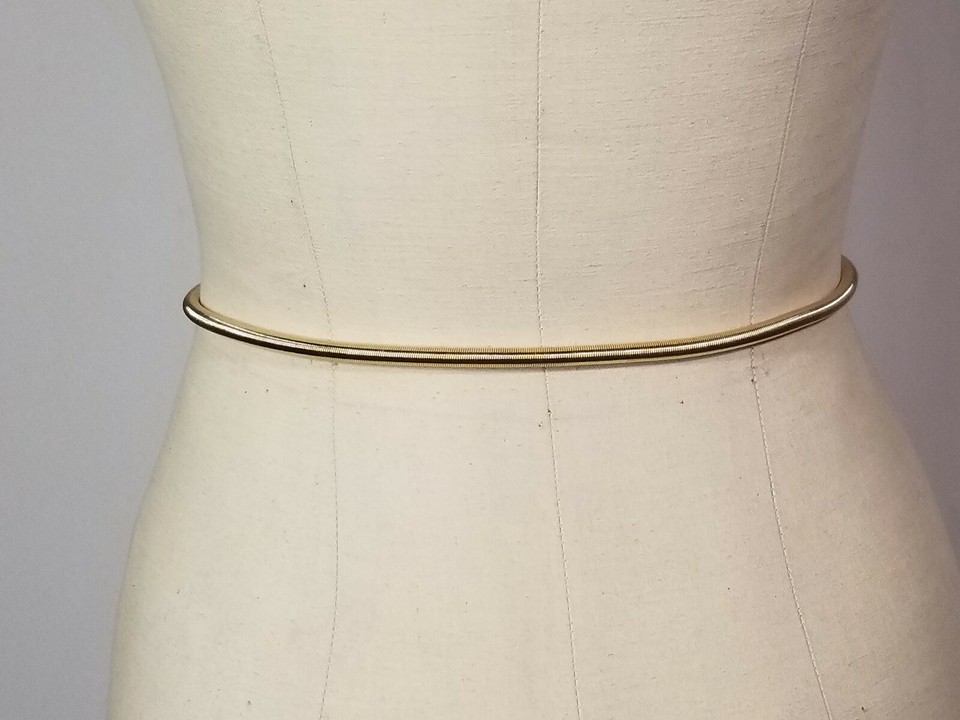 Gold Metal Expandable Belt L25.5-32" x 1"dia, Buckle 1/4" H | eBay