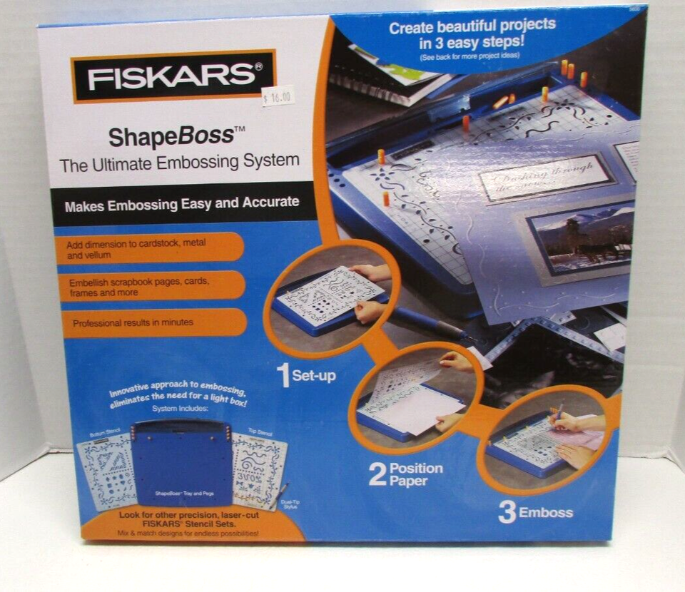 NEW Fiskars Shape Boss Ultimate Embossing System Stencil - Tray Pegs ...