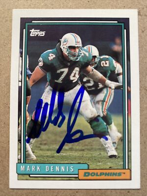 MARK DENNIS 1992 TOPPS #414 AUTOGRAPHED Auto CARD MIAMI DOLPHINS | eBay