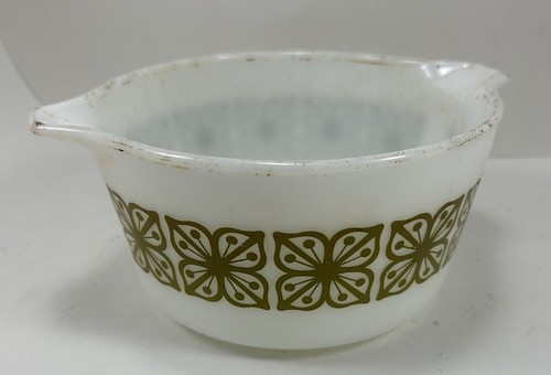 Vintage Pyrex Verde Green Square Flowers 1 Quart Casserole Dish 473 No ...