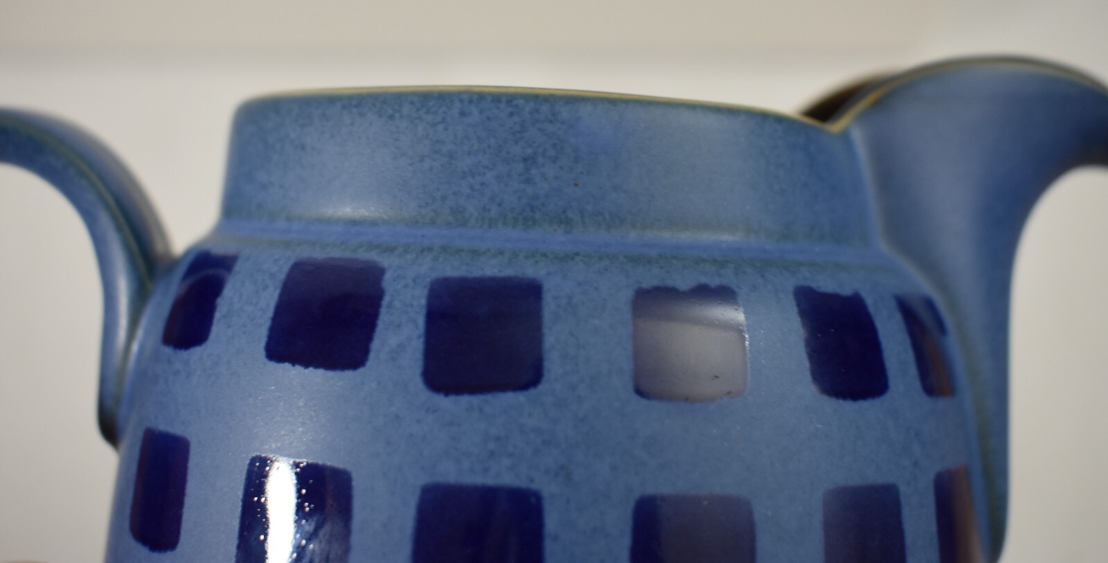 Denby England Handcrafted Pottery Pitcher Cobalt Blue Checked Reflex ...