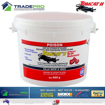 Tomcat II Ultra Fast Blox 800g Red Rat Bait Mouse Trap Poison Rodent ...
