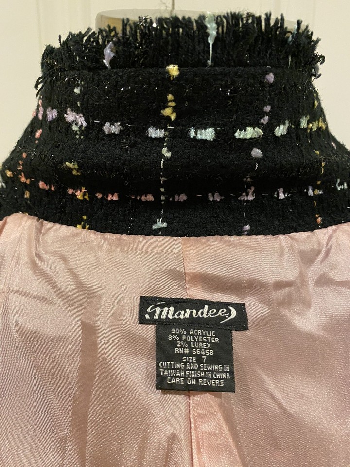 Mandee Tweed Like Black Blazer With Pastel Knits | eBay