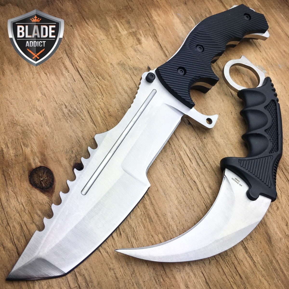 2 PC TACTICAL COUNTER-STRIKE CSGO SILVER HUNTSMAN KNIFE Hunting ...