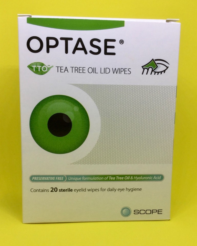 Scope Optase TTO Tea Tree Oil 20 sensitive eyelid Wipes blepharitis dry ...