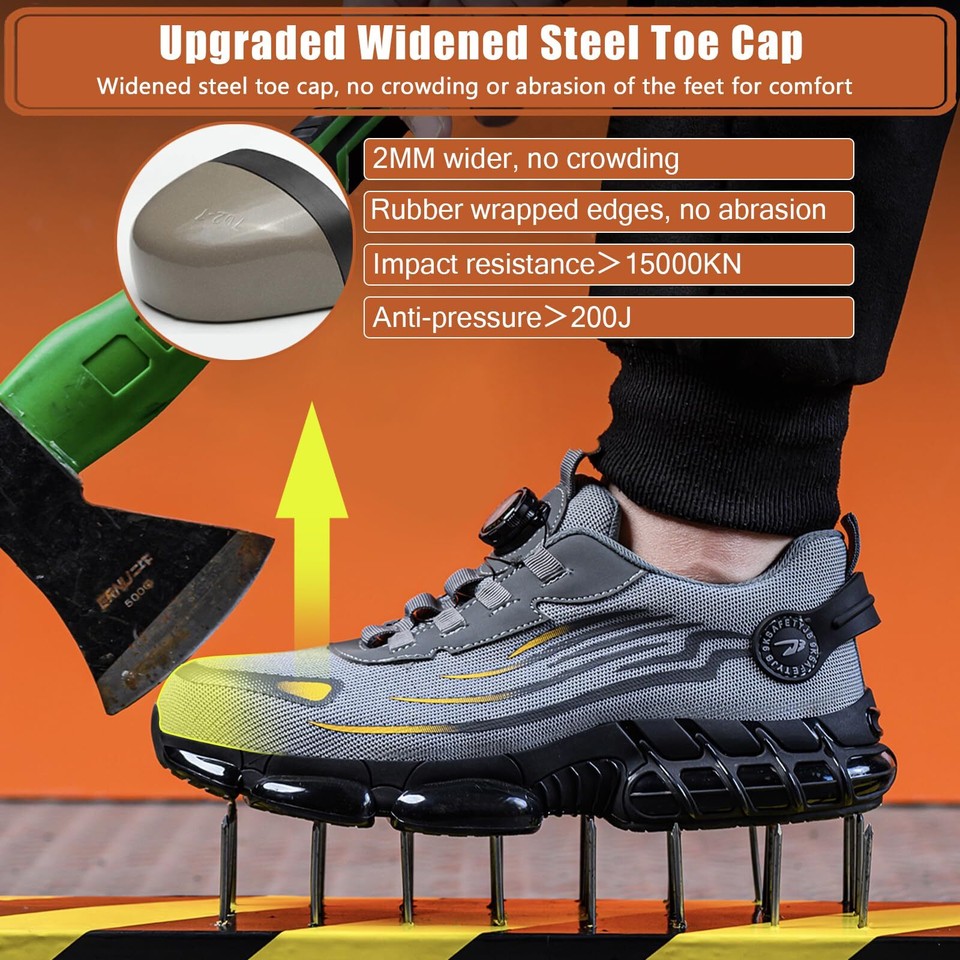 Men Work Safety Shoes Steel Toe Rotating Buckle Indestructible Non-slip ...