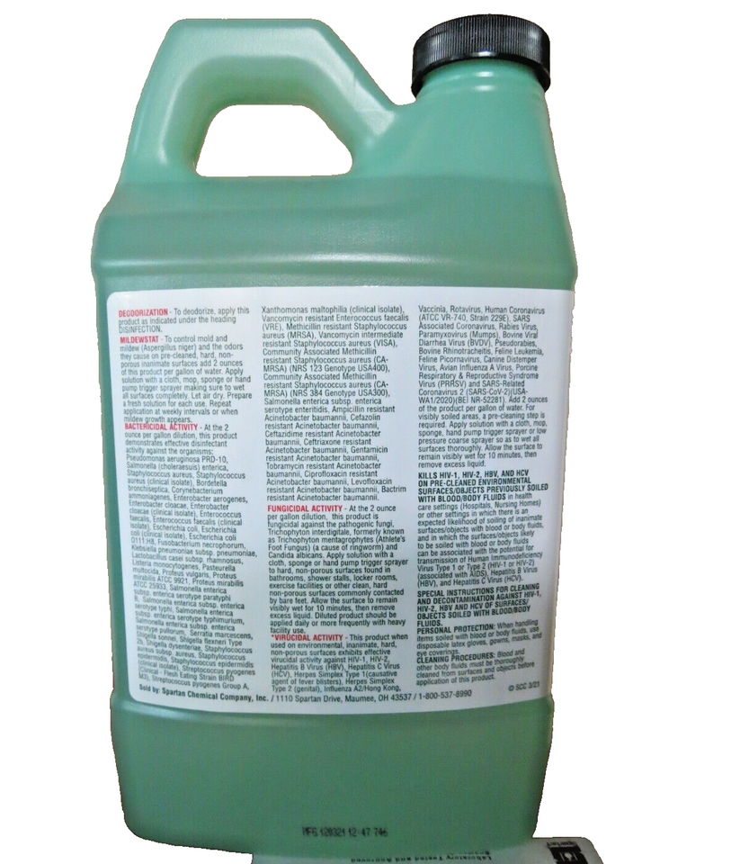 Spartan 103; Clean on The Go Green Solutions 103 Case of (4) 2 Liter ...