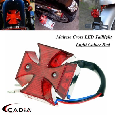 Maltese Iron Cross Brake Taillight License Plate Light Fit For Harley ...