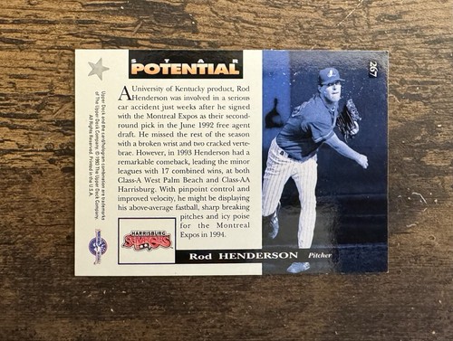 Upper Deck 1994 Star Potential Rod Henderson P #267 Montreal Expos ...