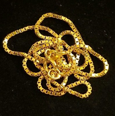 3.8g Solid 14K Gold 1.1mm Box Chain Necklace 16" Gs-Gems | eBay