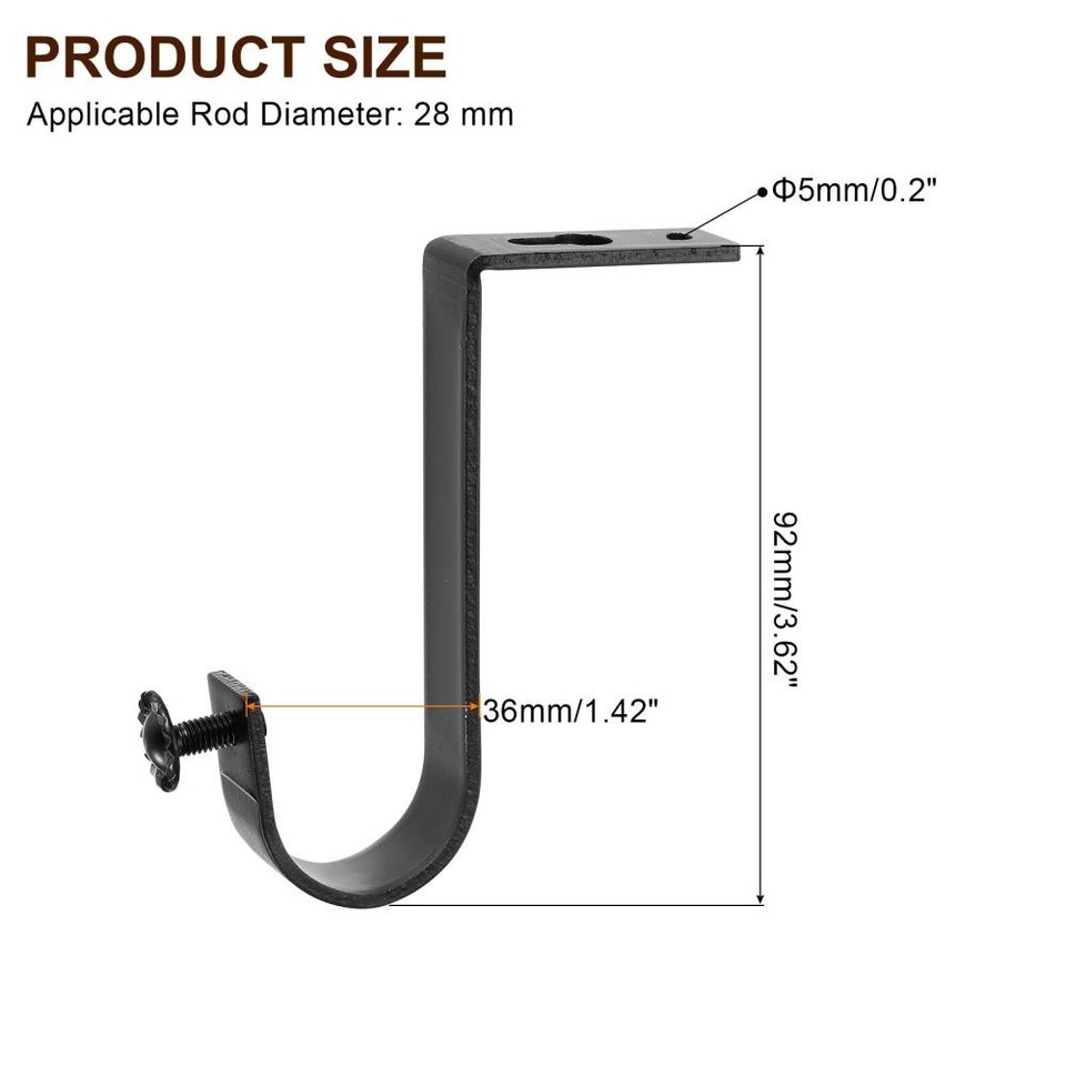 3Pcs Ceiling Mount Curtain Rod Brackets, Drapery Holder for 1 Inch Rod ...