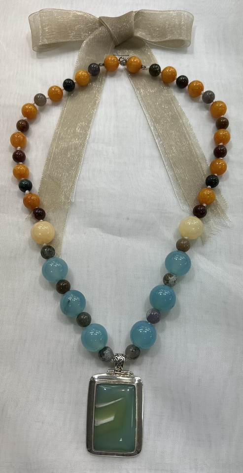 Handmade + Knotting Unique 19” Necklace with 925 Silver, Indian Jasper ...