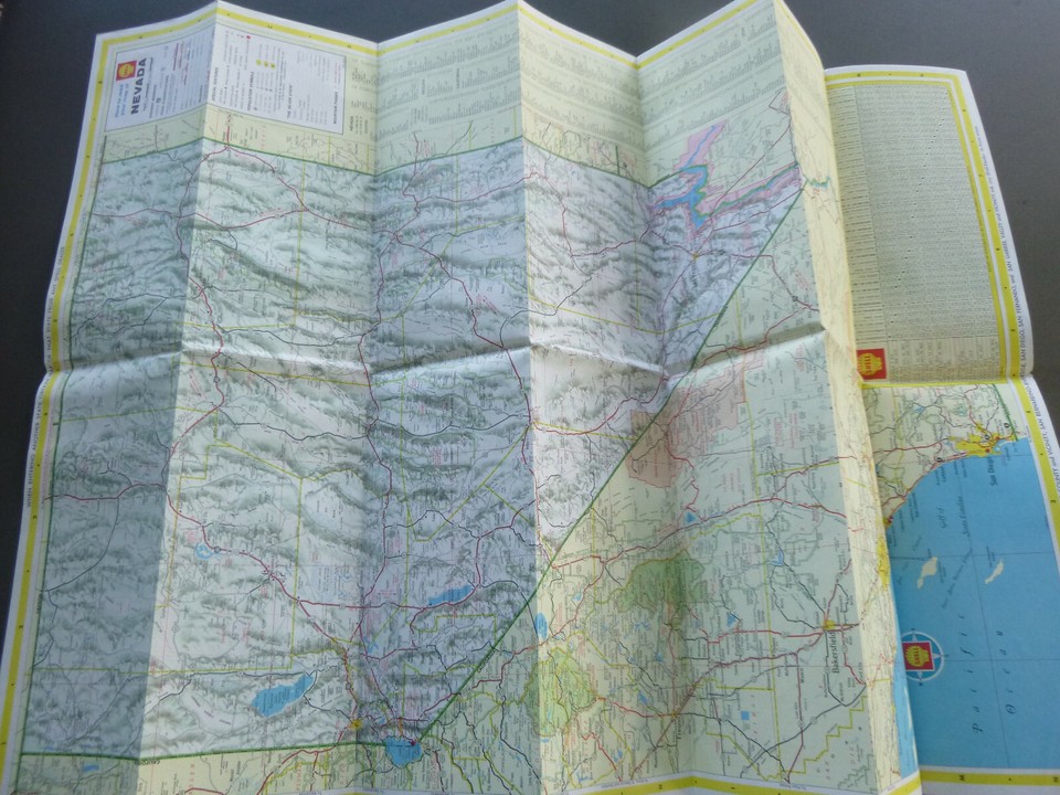 1965 Nevada road map Shell oil gas early interstate Las Vegas strip ...