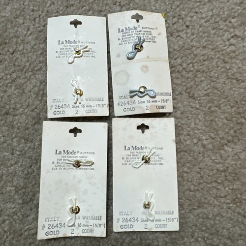 La Mode Buttons New Vintage 8 Buttons 4 Cards Of 2 Gold 16mm 5/8” 26434 ...