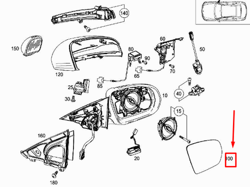 MERCEDES-BENZ C W205 Front Right Door Mirror Glass RHD A0998100216 NEW ...