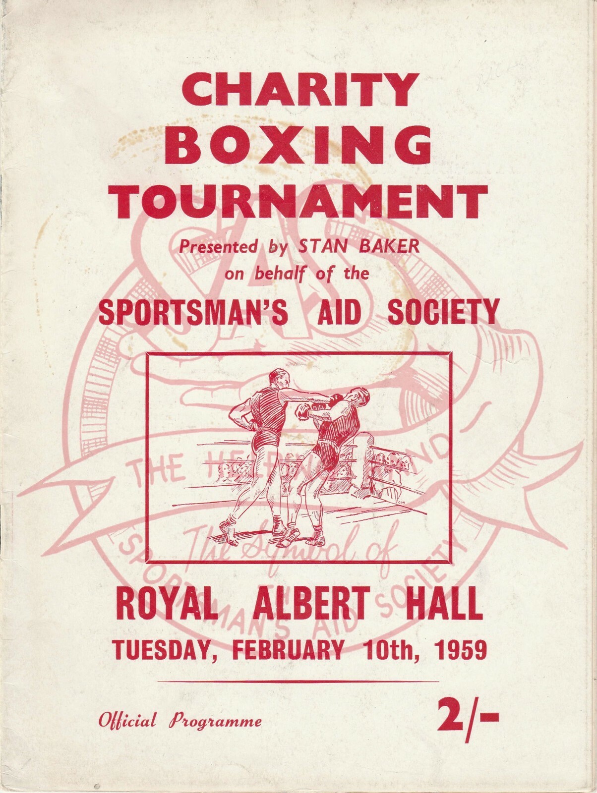 2-10-59 Royal Albert Hall Boxing Program Barney Beale - Fernand Nollet ...