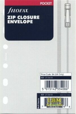Filofax Pocket size Zip Closure Envelope (Zipper Wallet) Organiser ...