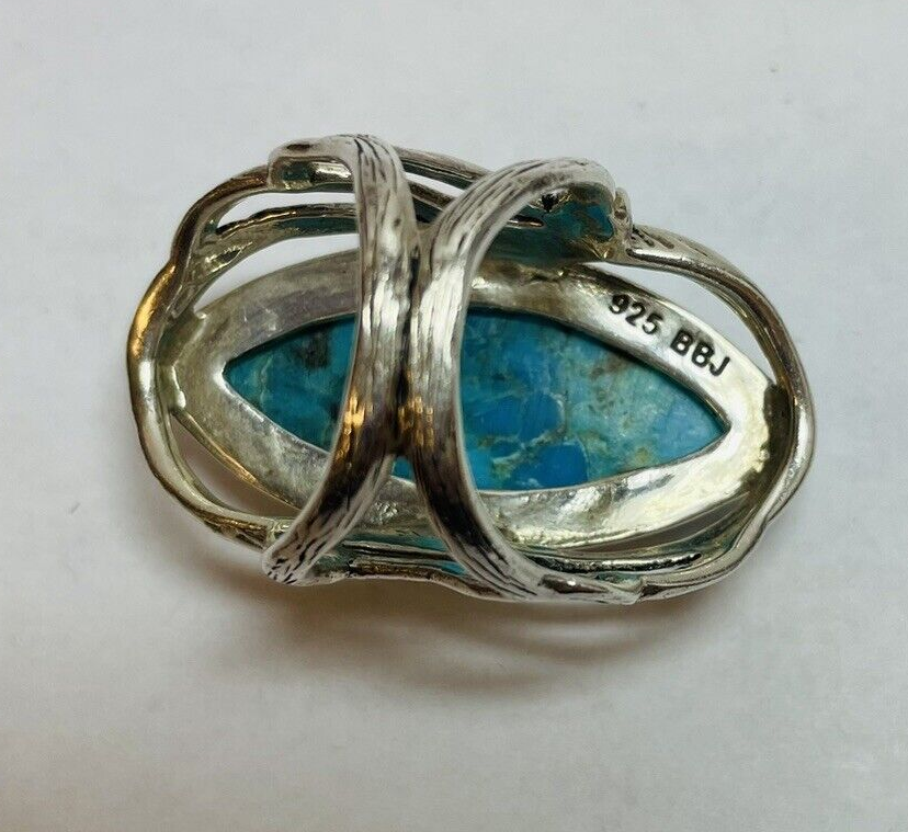BBJ Sterling 925 Silver Turquoise Organic Vine Ring Sz 9 - .49 | eBay