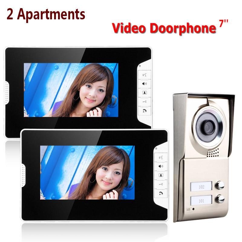 7inch TFT 2 Apartments Video Intercom System Waterproof IR-CUT 1000TVL ...