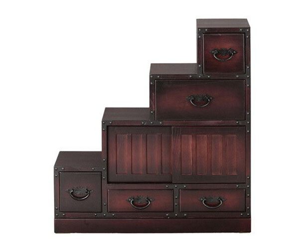Japanese Staircase Chest Stair way shelf Tansu Kaidan Dansu Storage ...