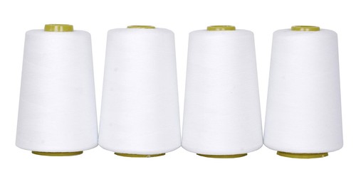 4 Pack 24000 Yards Serger Thread Cones 20S/2 Polyester White for ...