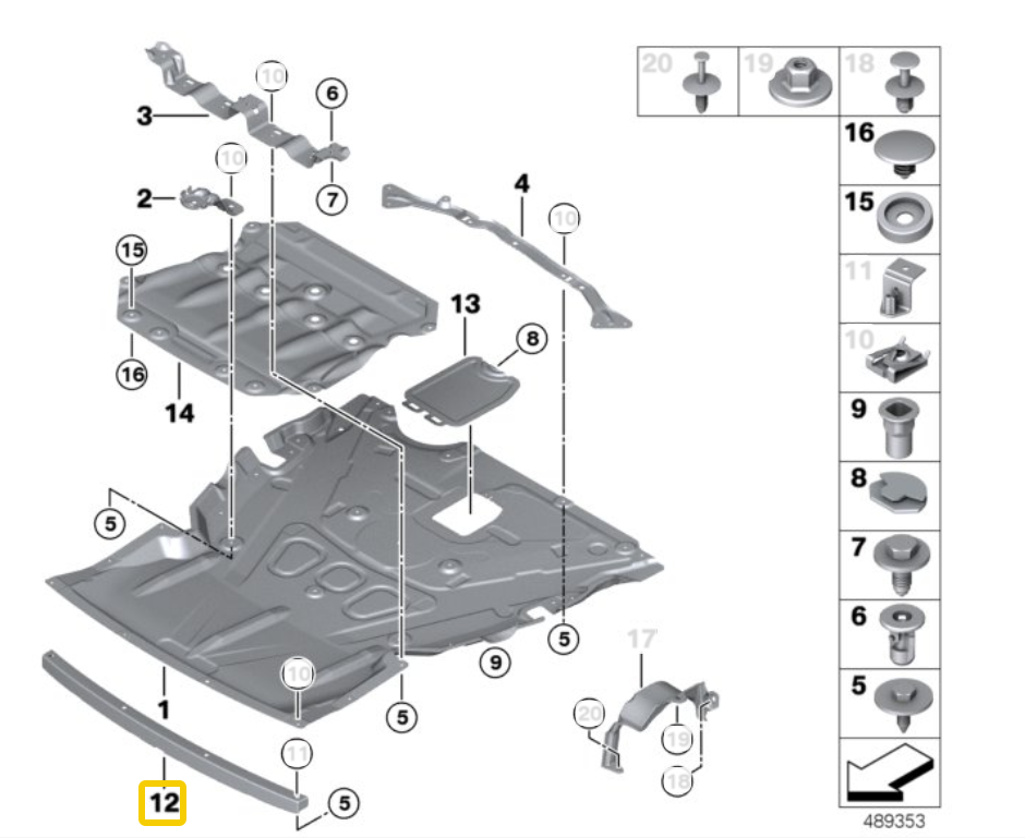 Genuine BMW 3' F30 F31 Adapter Underhood Shield 51118068130 FOR M ...