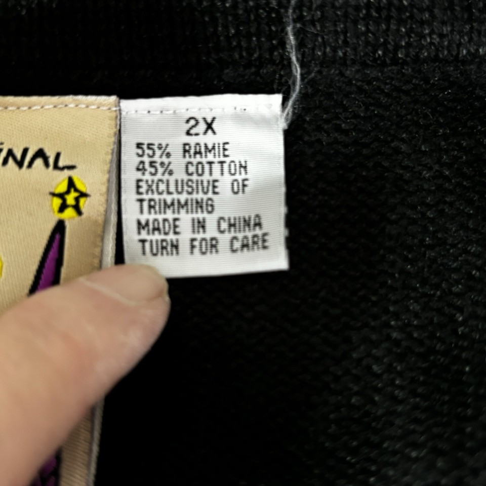 Anthony Original Sweater Scarf Set 2X Black Embroidered Cultural Long ...