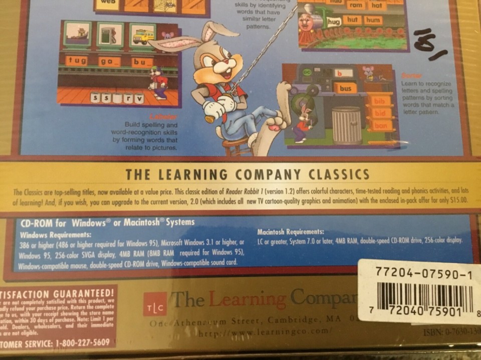 Reader Rabbit 1 reading & phonics CD-ROM Windows 95 & 3.1 Macintosh ...