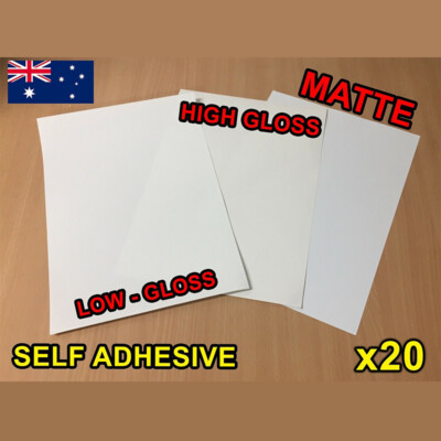 x20 Matte / Glossy A4 Self Adhesive Print Sticker Paper Sheet Laser ...