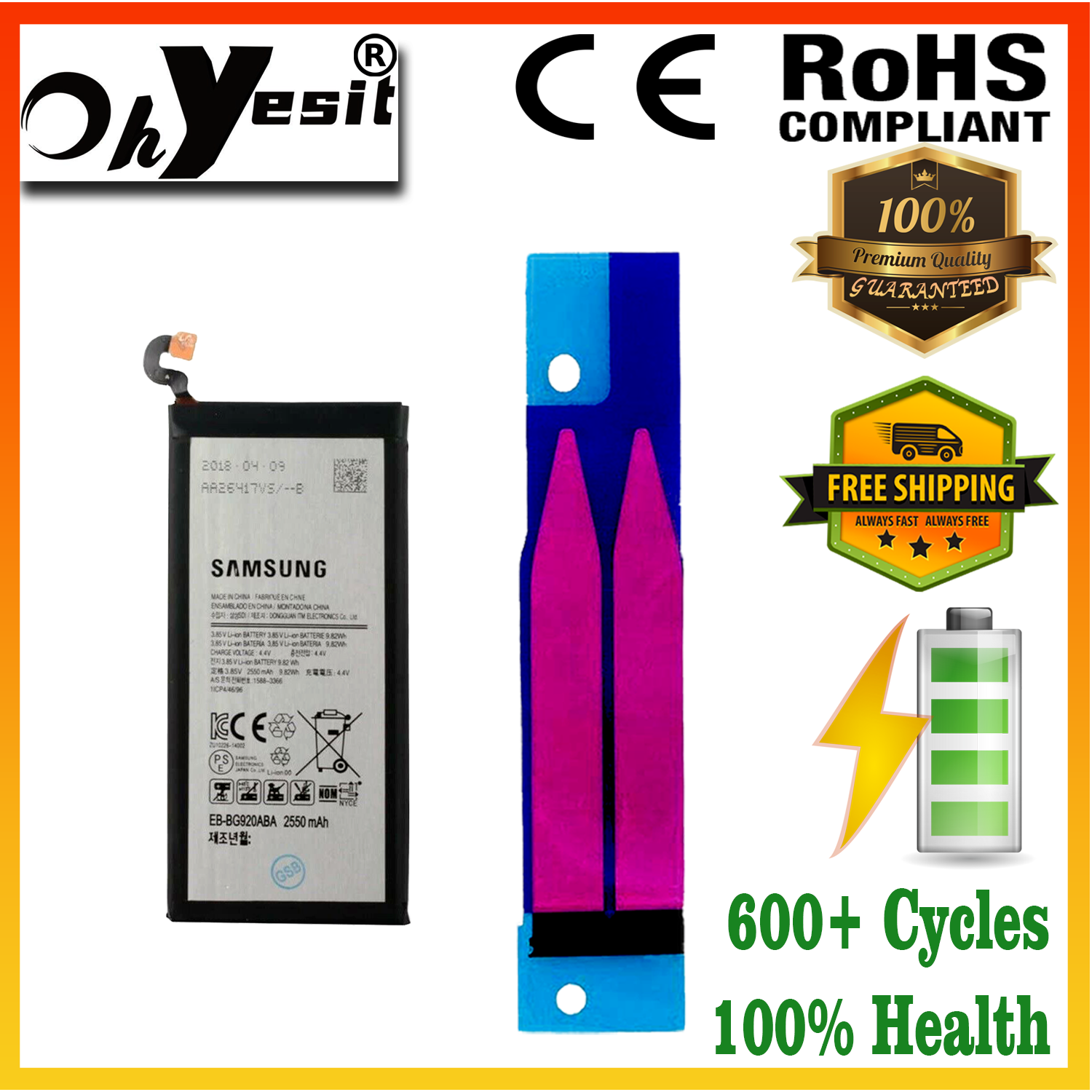 Genuine Samsung Galaxy S6 Original EB-BG920ABE SM-G920 G920F ...