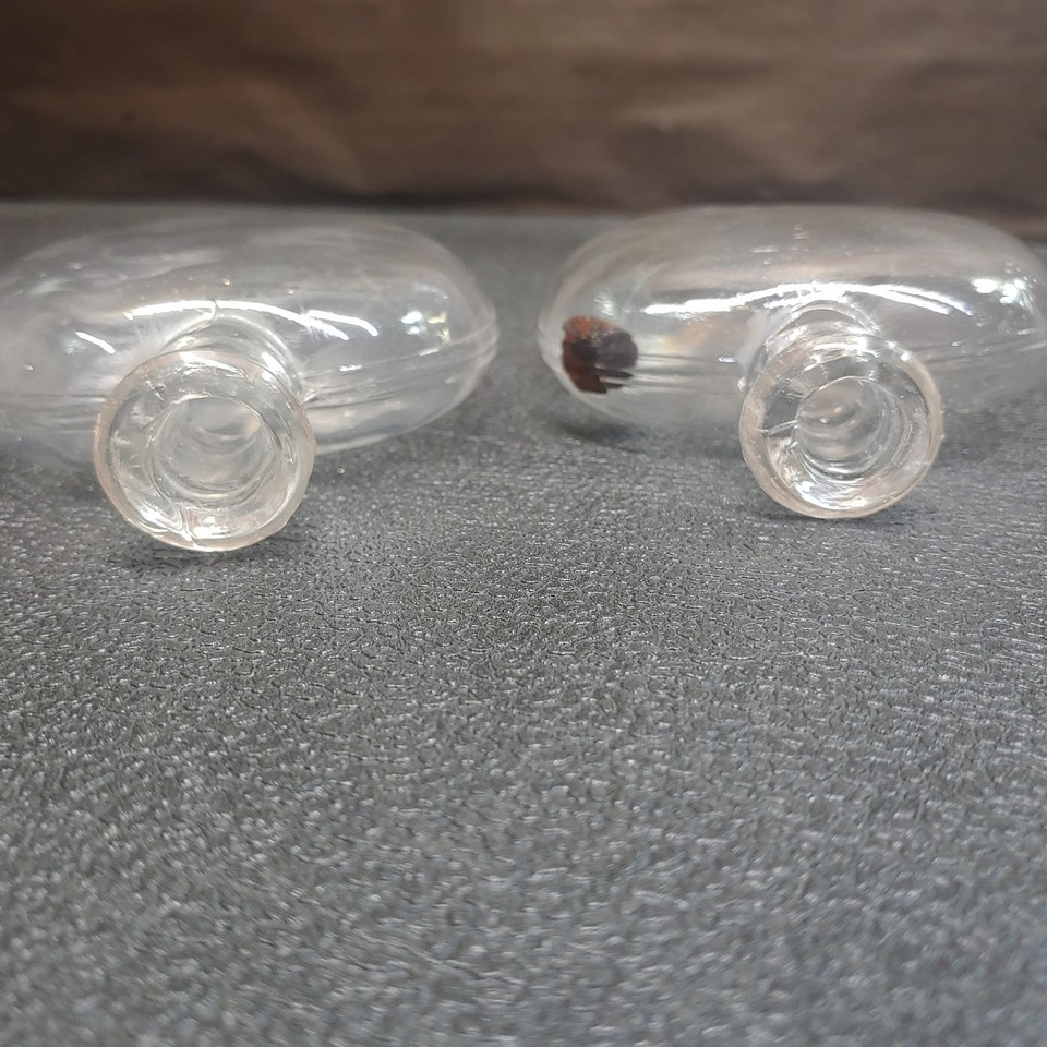 Lot Of 2 Vintage Pumpkin Seed Whiskey Glass Flask Bottle Antique 6.5 ...