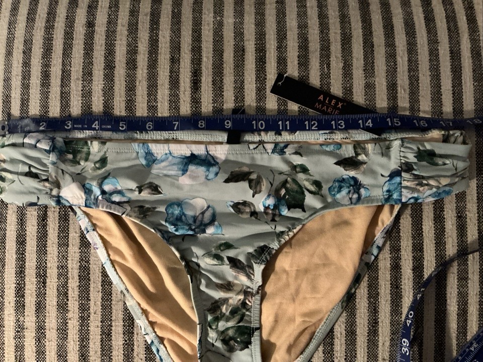 ALEX MARIE Women's Green Tab Sides Lined Stretch Bikini Bottom sz 16 ...